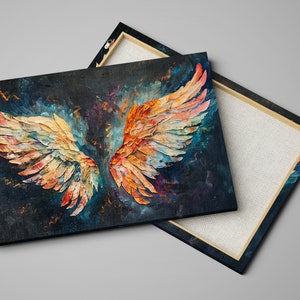Angel Wings Heavy Texture Painting Print, Giclee Print on Gallery ...