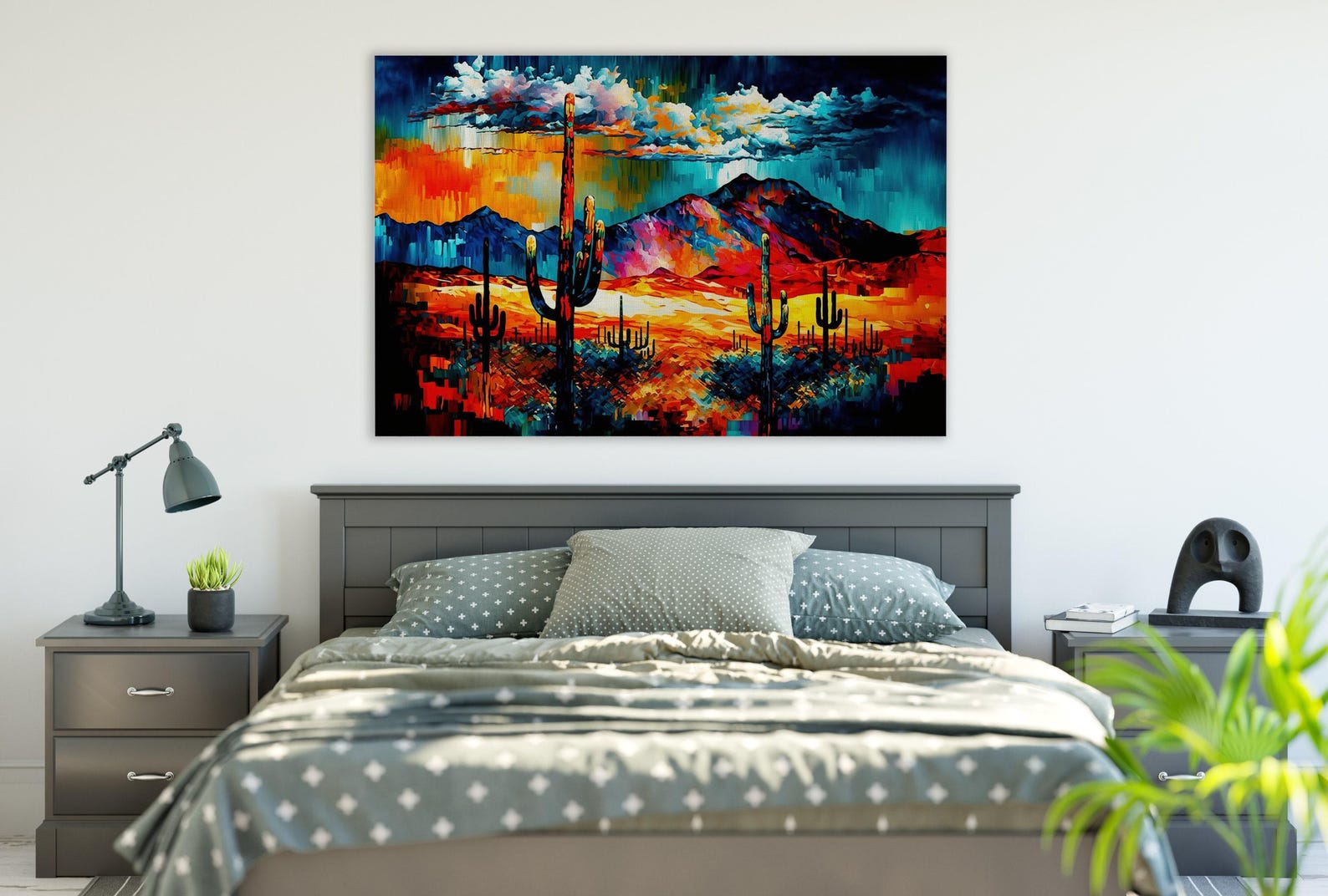 Colorful Desert Scene Canvas Print, Southwest Art Landscape Painting - Etsy
