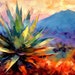 Abstract Agave Painting Desert Cactus Canvas Print - Etsy