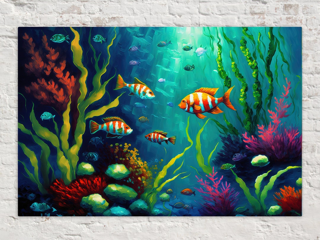 Fish Canvas Art, Sea Life Canvas, Underwater Painting Reproduction ...