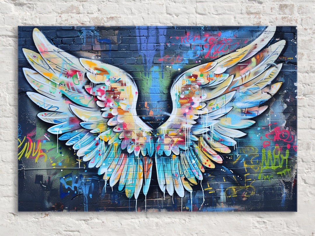 Street Art Graffiti Angel Wings, Urban Art Print, Spraypaint, Giclee ...
