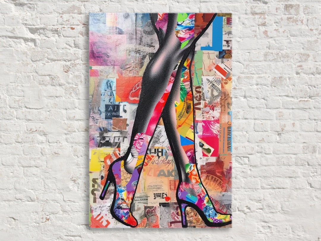 Womans Legs in Heels Modern Collage Canvas Print Mixed - Etsy