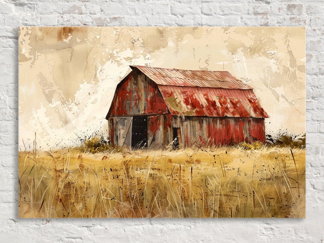 Simple Farmhouse Barn Decor, Red and Brown, Giclée Print on Gallery ...