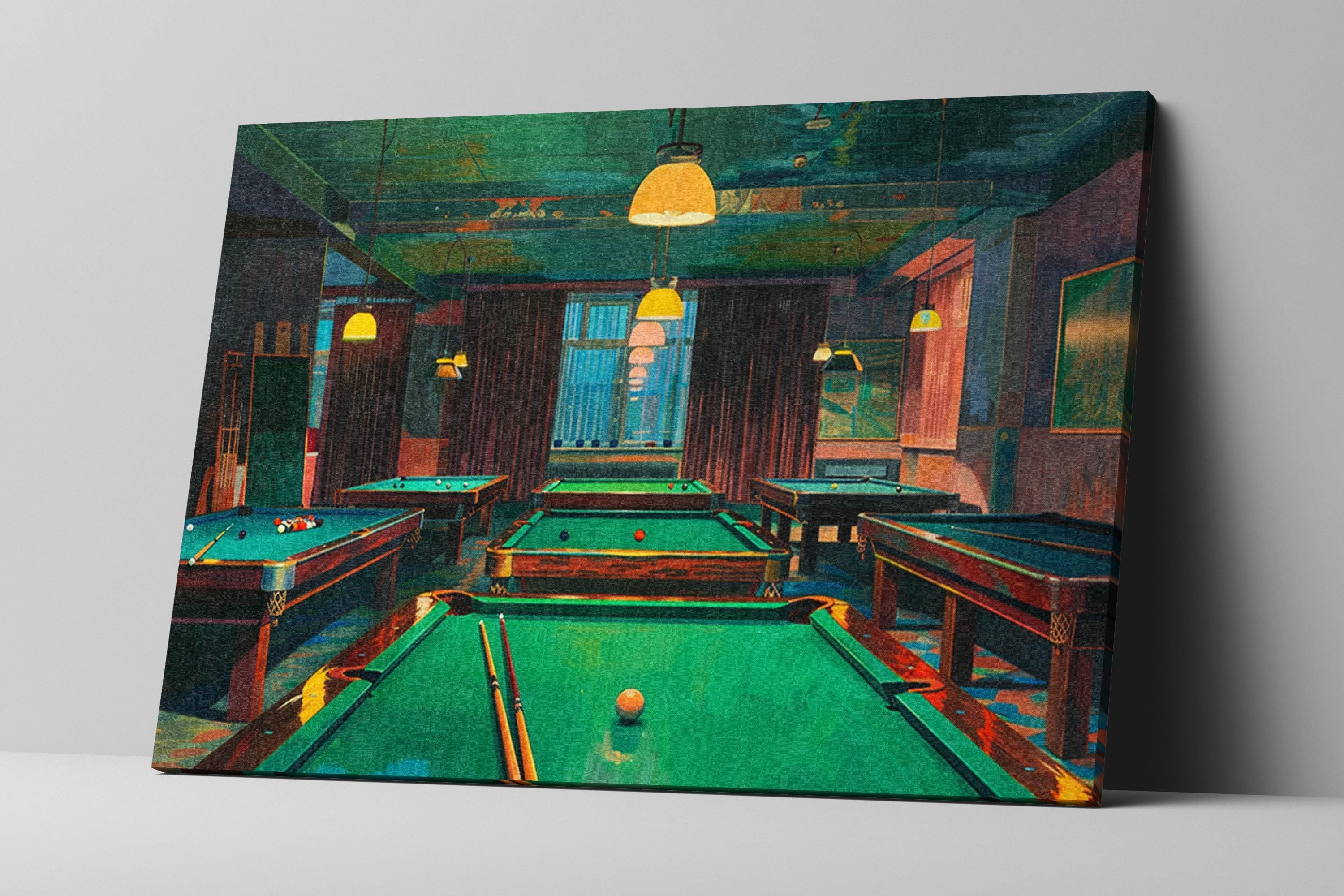 Classic Pool Hall Canvas, Man Cave Art, Bar Room, Print on Gallery ...