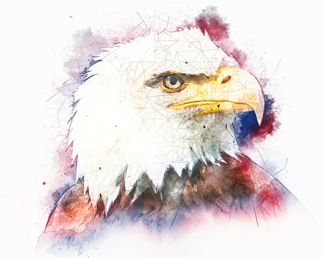 Eagle Art, Patriotic Print, Red White and Blue, Bald Eagle, Bird ...