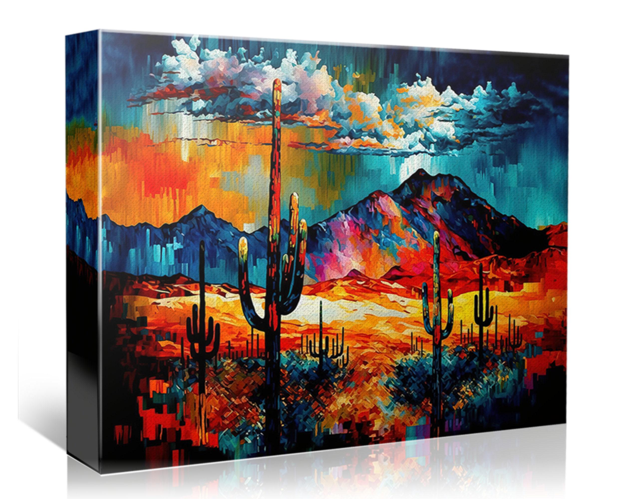 Colorful Desert Scene Canvas Print, Southwest Art Landscape Painting - Etsy