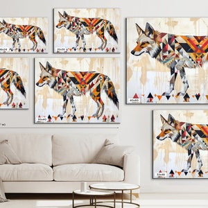 Tribal Coyote Native American Art, Giclée Print on Gallery-wrapped ...