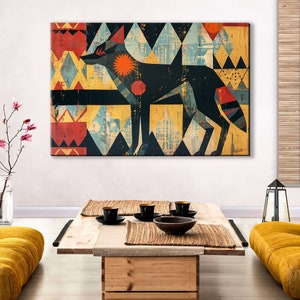 Abstract Native American Spirit Coyote Art, Modern Southwest, Giclée ...