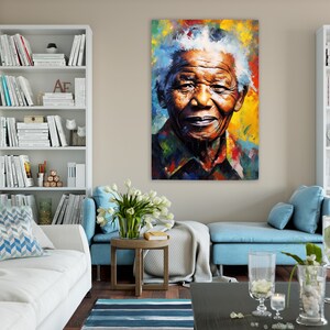 Nelson Mandela Wall Art, Iconic Leader Portrait, Print on Gallery ...