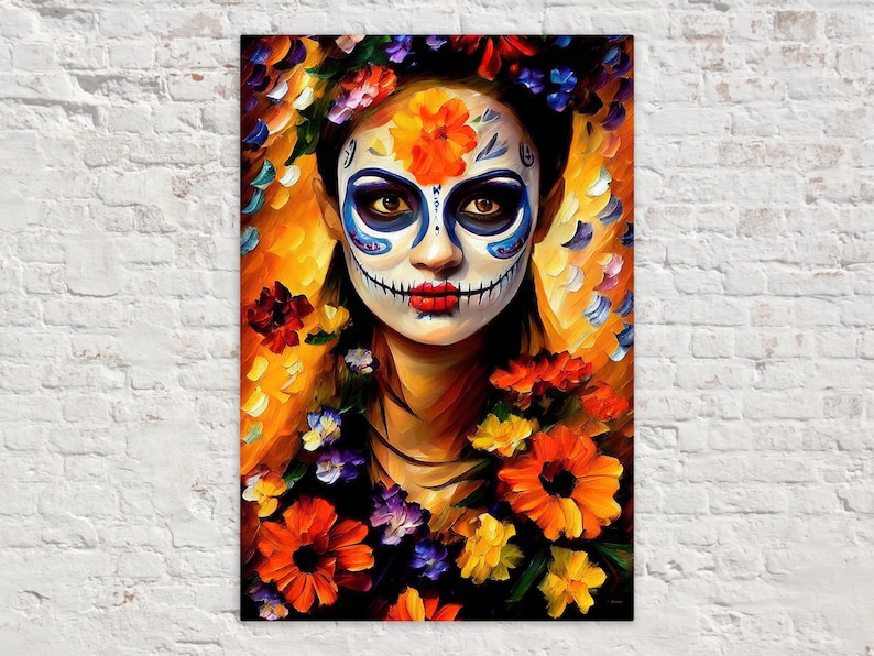 Day of the Dead Canvas Print Sugar Skull Painting Print Dia - Etsy