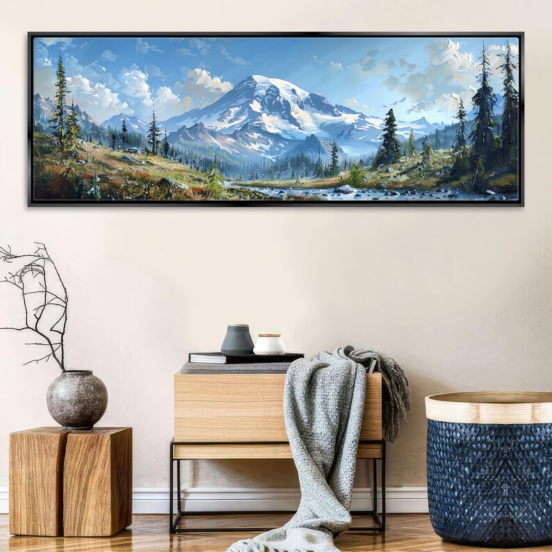 Mount Rainier Scenic Panoramic Canvas Print, Framed or Unframed, Long ...