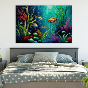 Fish Canvas Art, Sea Life Canvas, Underwater Painting Reproduction ...