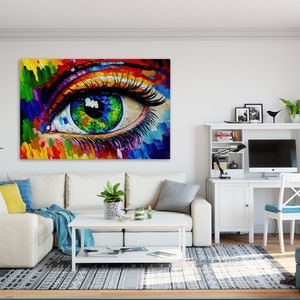 Colorful Eye Canvas, Abstract Eye Painting Print, Vibrant Colorful Art ...