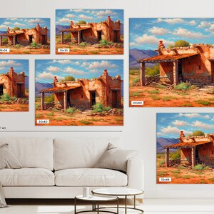 Spanish Adobe Wall Art, Rustic Western Canvas, Giclée Print on Gallery ...
