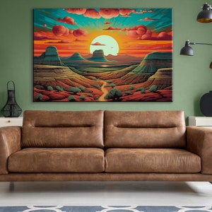 American Southwest Canvas, Desert Pop Art Landscape, Western Wall Art ...