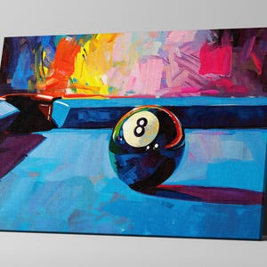 8 Ball Painting, Billiards Lovers Canvas, Game Room Mancave, Gallery ...