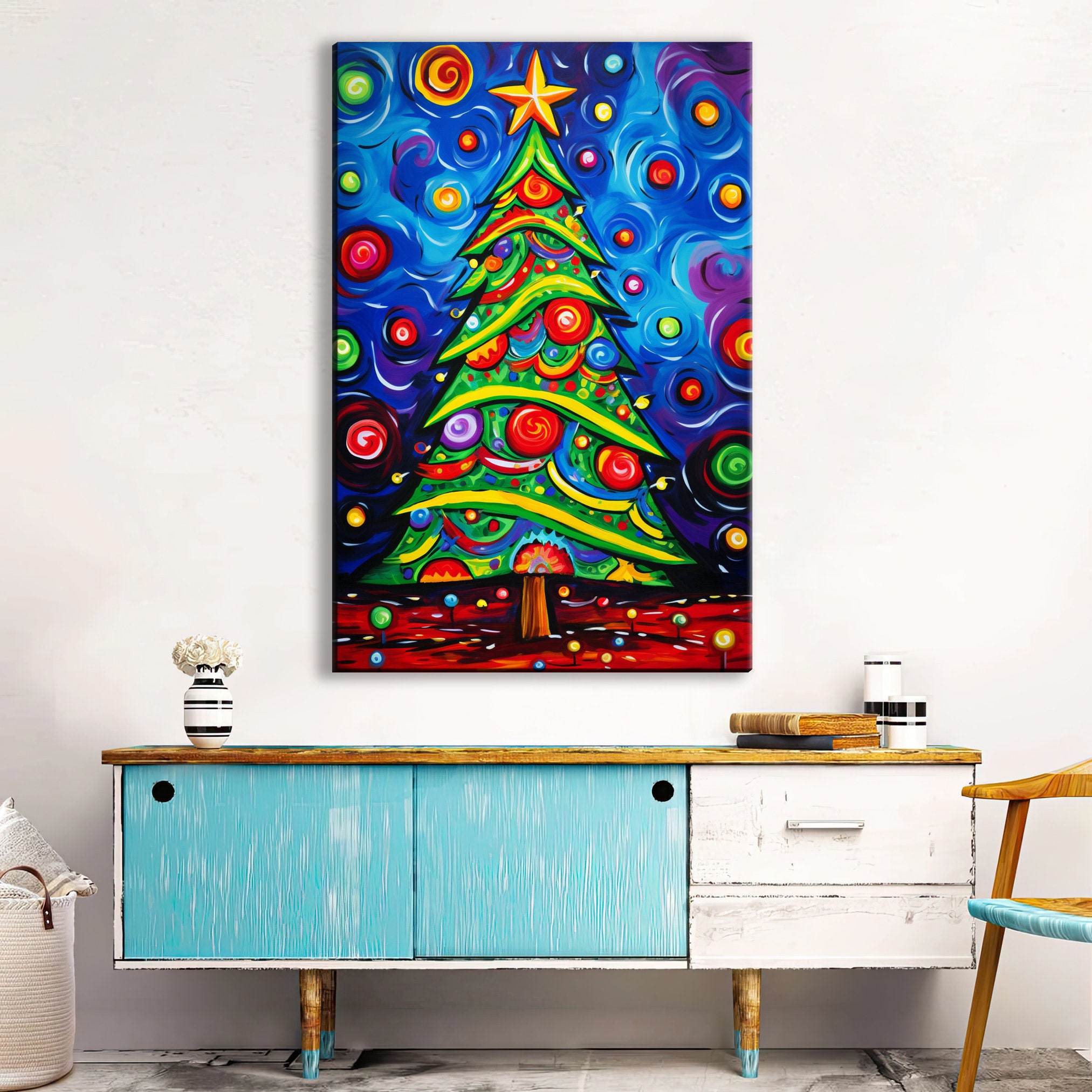 Chromatic Festivity - Christmas Tree Wall Art, Giclee Print on Gallery ...