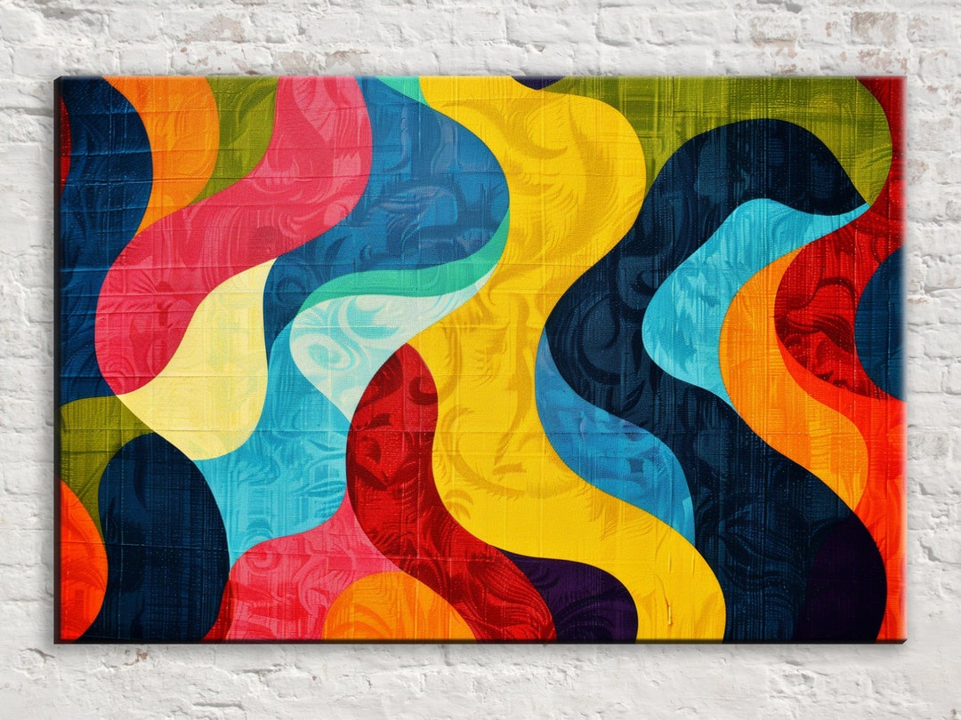 Vibrant Swirls: Retro Pop Art Pattern Painting, Giclée Print on Gallery ...