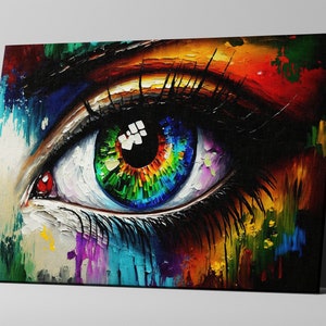 Eye Painting Print, Abstract Eye Canvas Painting Reproduction, Vibrant ...