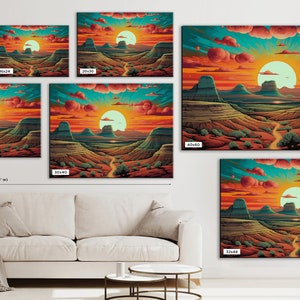 American Southwest Canvas, Desert Pop Art Landscape, Western Wall Art ...