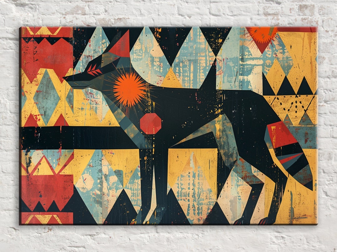 Abstract Native American Spirit Coyote Art, Modern Southwest, Giclée ...