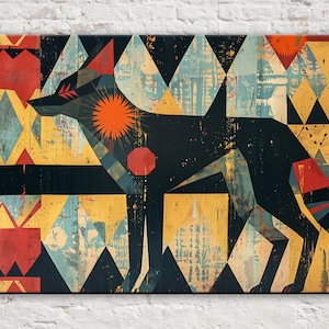 Abstract Native American Spirit Coyote Art, Modern Southwest, Giclée ...