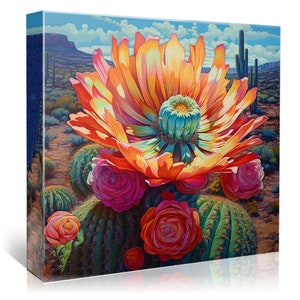 Cactus Bloom Flower Canvas, Arizona State Flower, Desert Saguaro ...