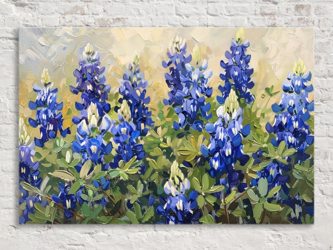 Texas Bluebonnet Wall Art Painting, Giclee Print on Gallery-wrapped ...