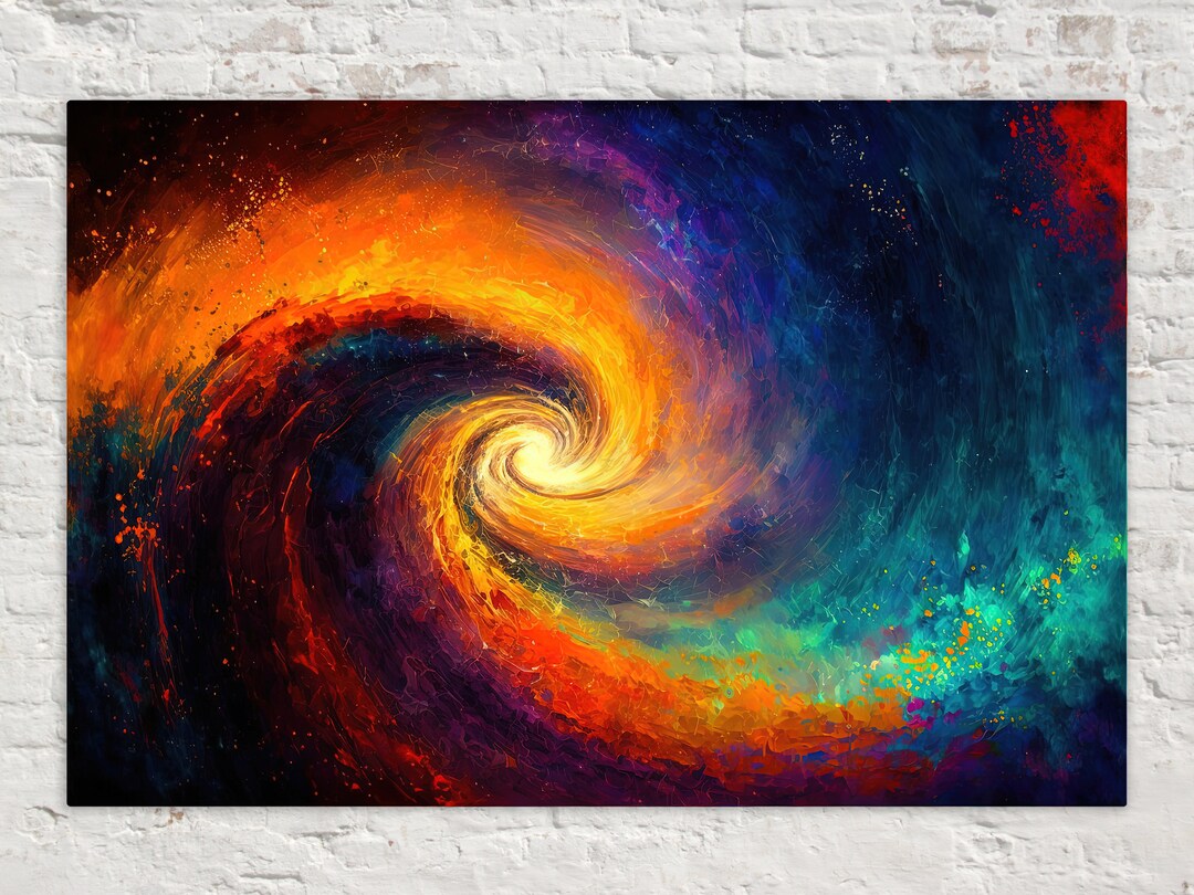 Cosmic Spinning Galaxy, Vibrant Space Art, Giclée Print on Gallery ...