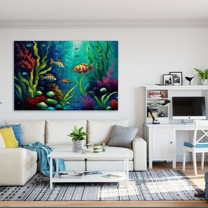 Fish Canvas Art, Sea Life Canvas, Underwater Painting Reproduction ...