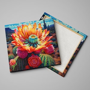 Cactus Bloom Flower Canvas, Arizona State Flower, Desert Saguaro ...