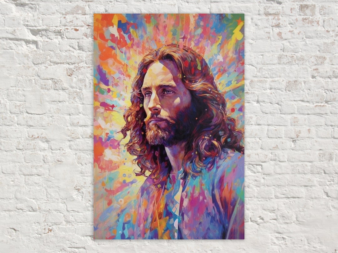 Colorful Jesus Christ Canvas Wall Art, Christian Home Decor, Large ...