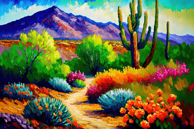 Colorful Desert Scene Canvas Print Vibrant Southwest Art - Etsy