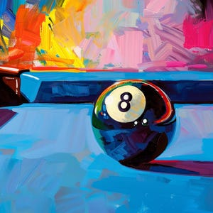 8 Ball Painting, Billiards Lovers Canvas, Game Room Mancave, Gallery ...