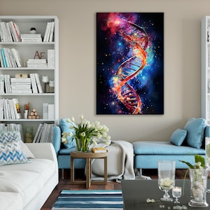 DNA Canvas, Double Helix Wall Art, DNA Strand Artwork, Science Decor ...