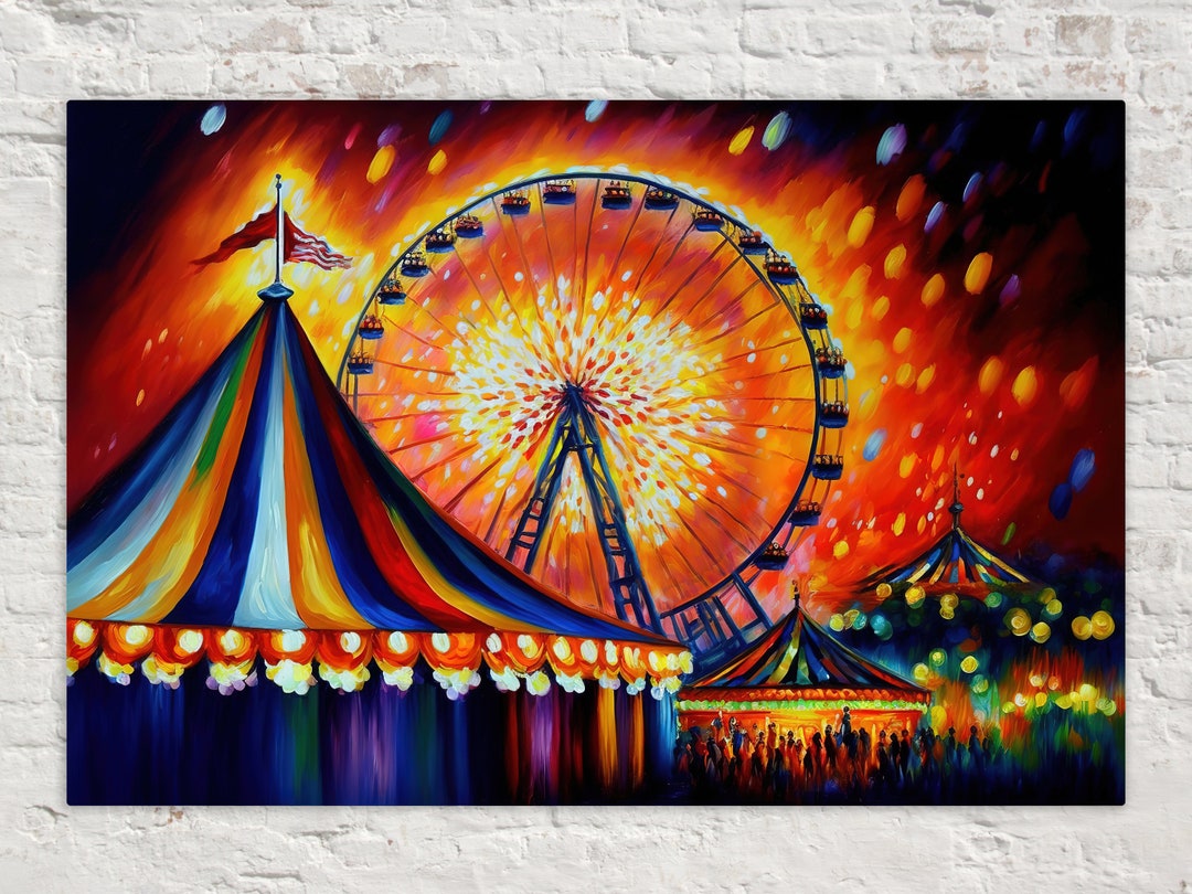 Circus Canvas Wall Art, Carnival Painting Print, Colorful Home Decor ...