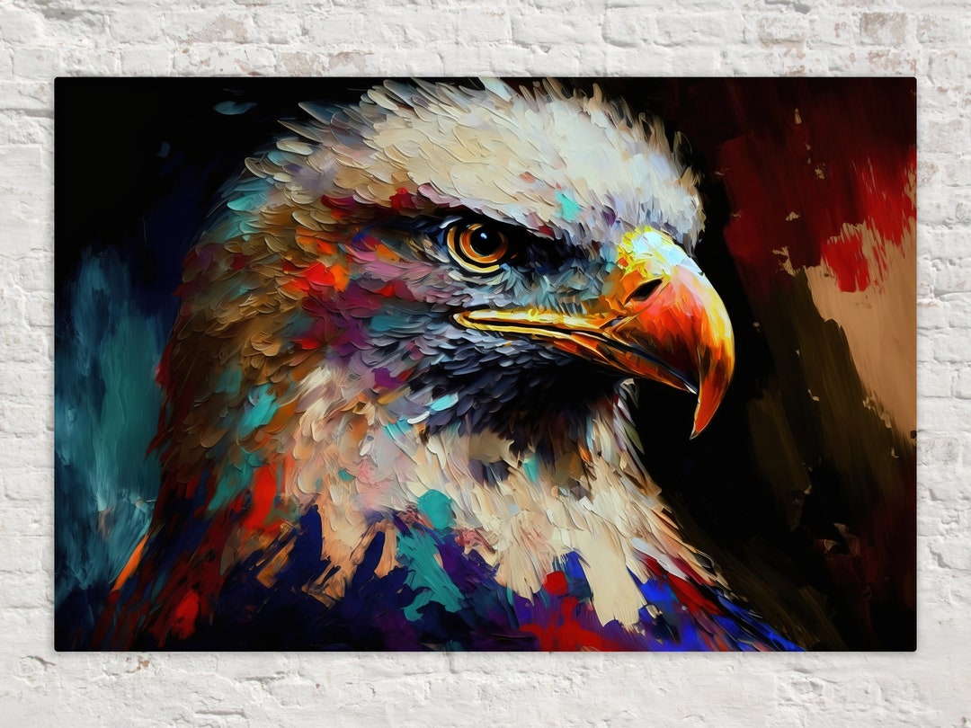 American Eagle Canvas, Bald Eagle Canvas Wall Art, Patriotic Decor, Red ...
