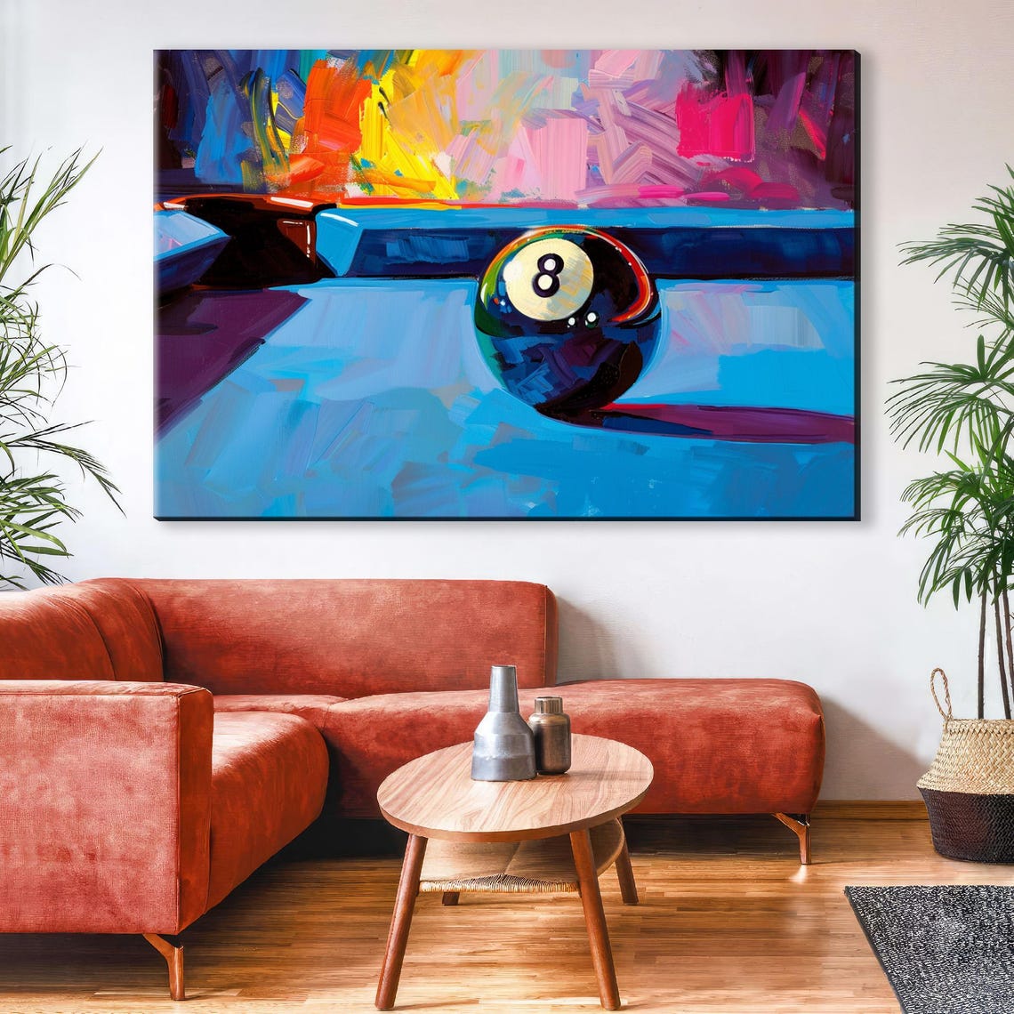 8 Ball Painting, Billiards Lovers Canvas, Game Room Mancave, Gallery ...