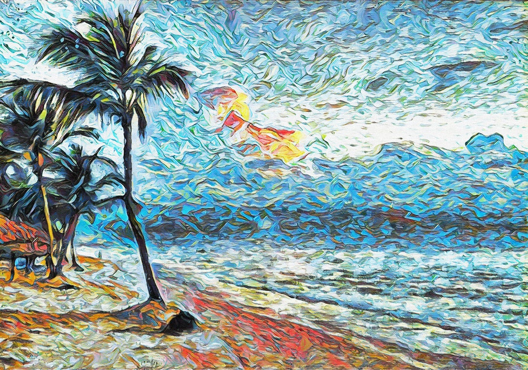 Arte de la playa, impresión de tormenta tropical, arte de pared de la ...