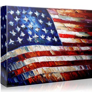 American Flag Canvas Print, Patriotic Painting, Red White and Blue ...