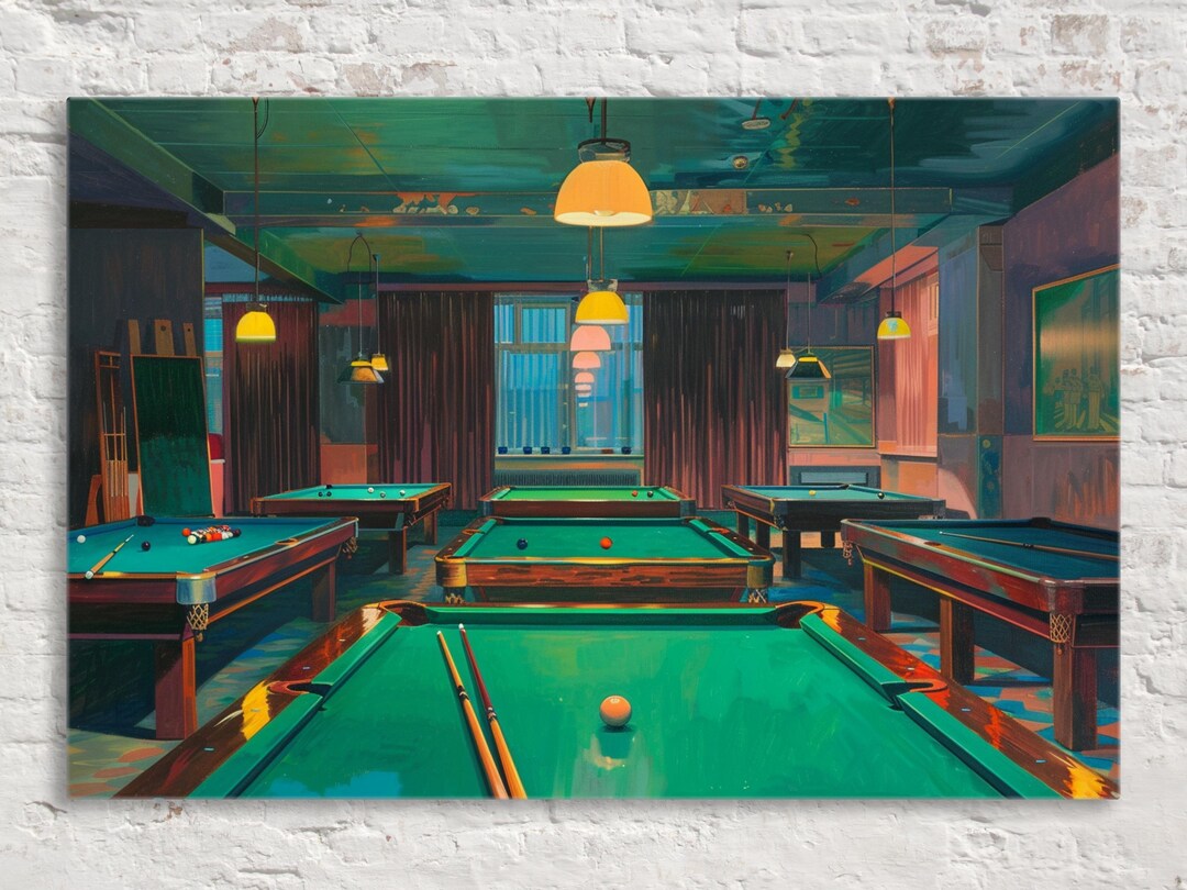 Classic Pool Hall Canvas, Man Cave Art, Bar Room, Print on Gallery ...