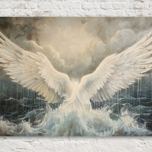Celestial Angel Wings in the Sea, Religious Art, Print on Gallery ...