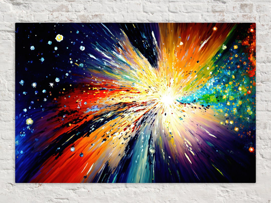 Abstract Space Wall Art, Colorful Universe Painting, Galaxy Canvas Art ...