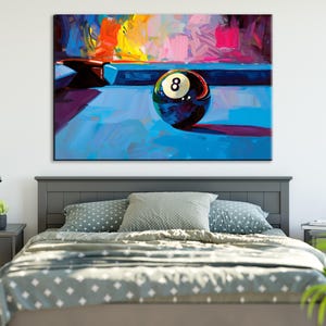 8 Ball Painting, Billiards Lovers Canvas, Game Room Mancave, Gallery ...