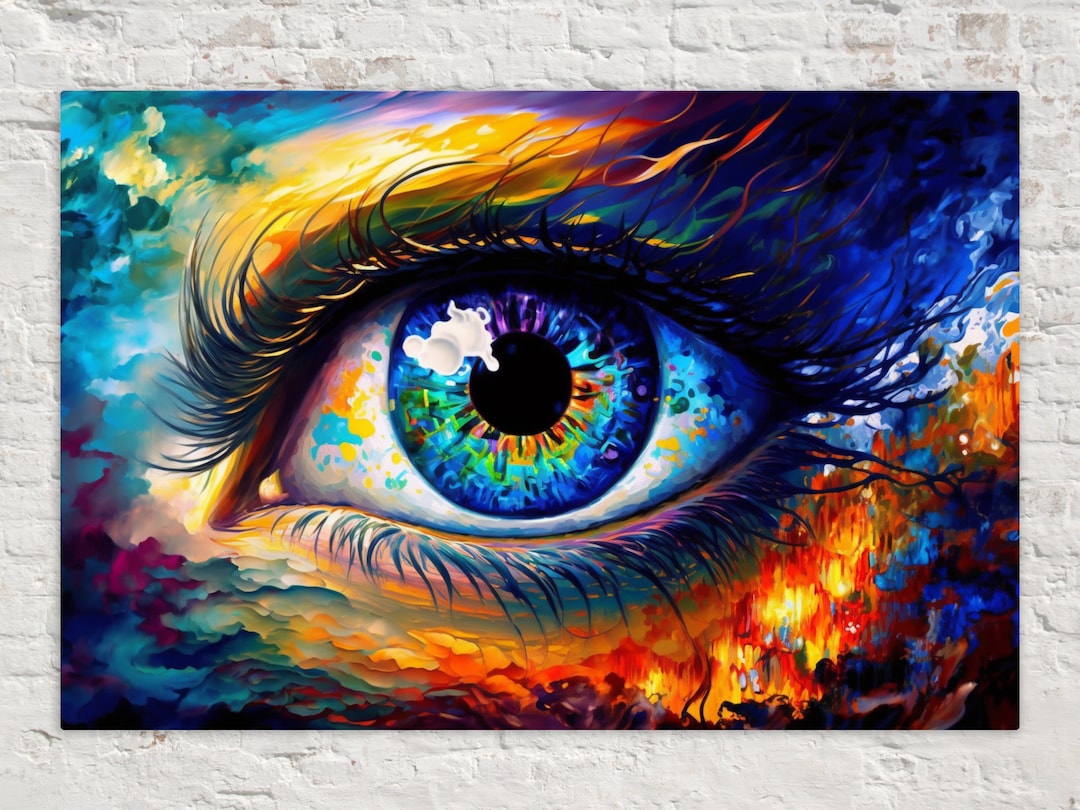 Beautiful Colorful Eye Canvas Wall Art, Vidid Eye Painting Print ...