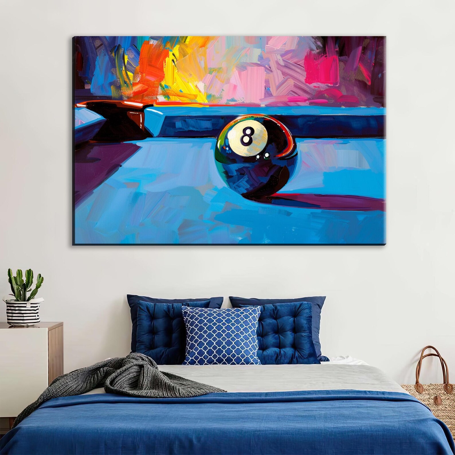 8 Ball Painting, Billiards Lovers Canvas, Game Room Mancave, Gallery ...