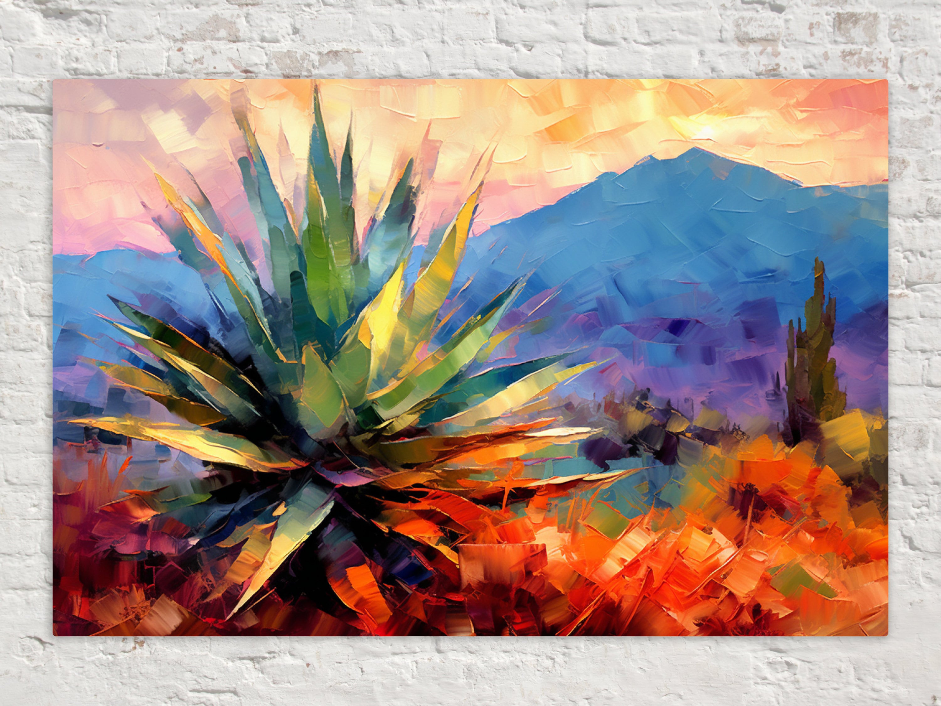 Abstract Agave Painting Desert Cactus Canvas Print - Etsy