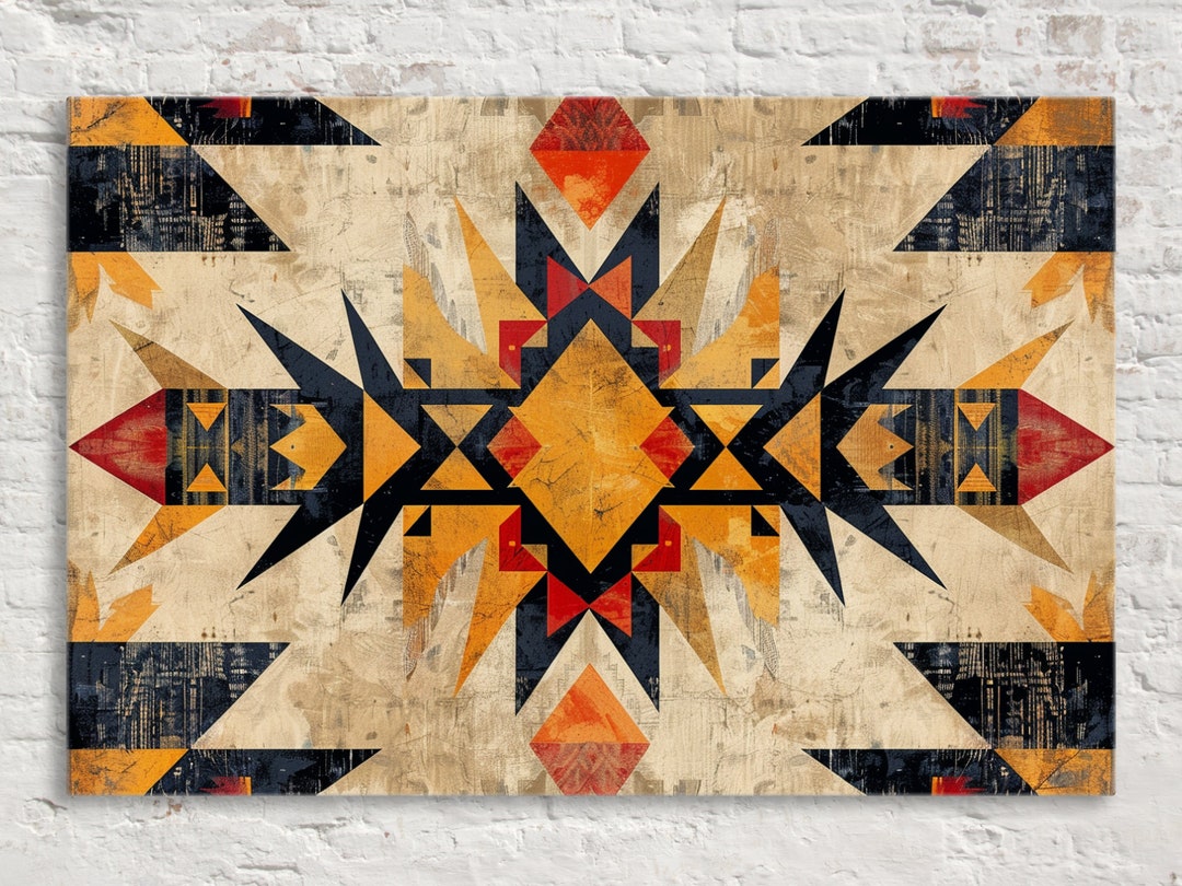 Native American Pattern Wall Art Decor, Giclée Print on Gallery-wrapped ...