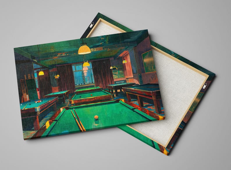 Classic Pool Hall Canvas, Man Cave Art, Bar Room, Print on Gallery ...