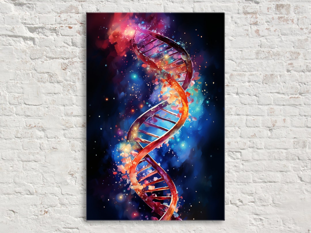 DNA Canvas, Double Helix Wall Art, DNA Strand Artwork, Science Decor ...